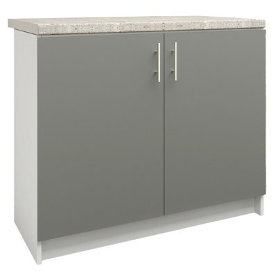 JD Greta Kitchen Base Sink Unit 1000mm Cabinet With Doors 100cm Grey ...