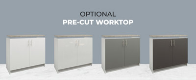 JD Greta Kitchen Base Sink Unit 1000mm Cabinet With Doors 100cm Grey ...