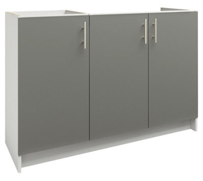 JD Greta Kitchen Base Sink Unit 1200mm Cabinet With Doors 120cm - Grey Matt