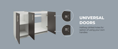 JD Greta Kitchen Base Sink Unit 1200mm Cabinet With Doors 120cm - White ...