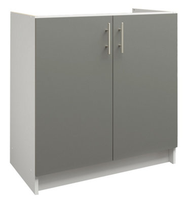 JD Greta Kitchen Base Sink Unit 800mm Cabinet With Doors 80cm - Grey Matt
