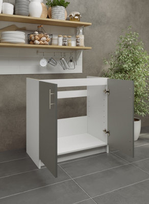 JD Greta Kitchen Base Sink Unit 800mm Cabinet With Doors 80cm - Grey Matt