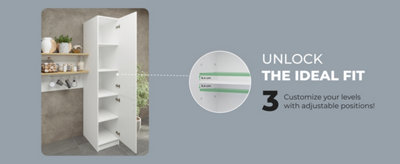 JD Greta Kitchen Base Tall Ladder Unit 400mm With Doors 40cm -Grey Matt