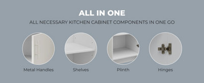 JD Greta Kitchen Base Tall Ladder Unit 400mm With Doors 40cm - White Gloss