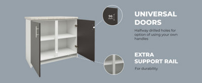 JD Greta Kitchen Base Unit 1000mm Storage Cabinet With Doors Shelf ...