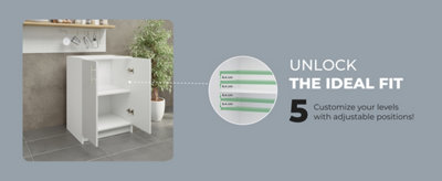 JD Greta Kitchen Base Unit 600mm Storage Cabinet With Doors Shelf 60cm ...