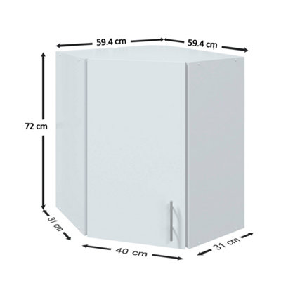 JD Greta Kitchen Wall Corner Unit 600mm Cabinet With Door and Shelf ...