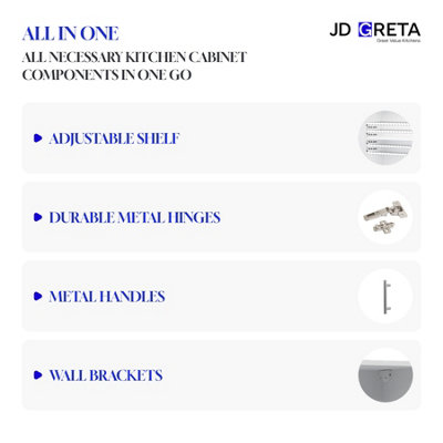JD Greta Kitchen Wall Unit 400mm Storage Cabinet With Doors and Shelf ...