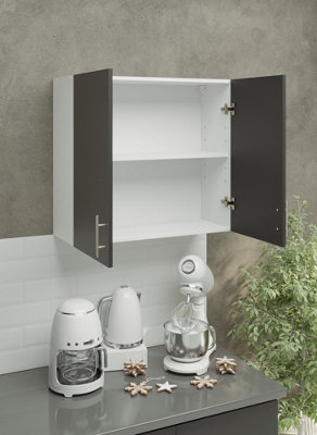 JD Greta Kitchen Wall Unit 800mm Storage Cabinet With Doors and Shelf 80cm - Dark Grey Matt