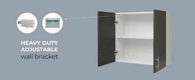 JD Greta Kitchen Wall Unit 800mm Storage Cabinet With Doors and Shelf 80cm - White Gloss