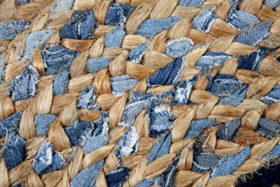 JEANNIE Round Kids Rug Ethical Source with Recycled Denim / 60 cm Diameter