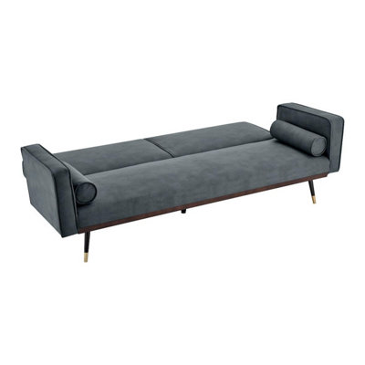 Jenna 3 Seater Split Back Faux Suede Click Clack Sofa Bed - Grey