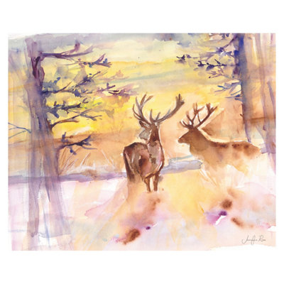 Jennifer Rose Stag Winter Sunset Canvas Print Multicoloured (50.5cm x ...