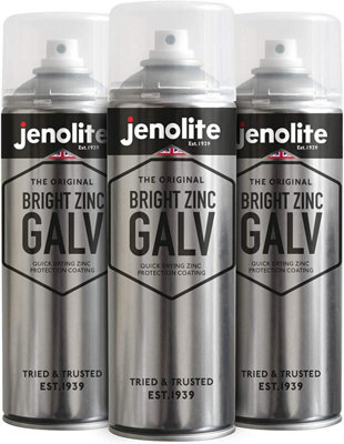 Jenolite Galvanising Primer Paint - Bright Zinc - 500ml - 3-Pack