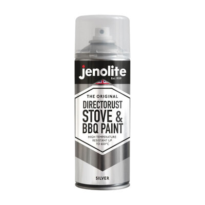 Jenolite Rust Resistant Stove & BBQ VHT Paint - Silver - 400ml Spray Can