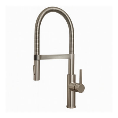 Jeroni Chef Plus Brushed Nickel Kitchen Mixer Tap - Pull Out Spray ...
