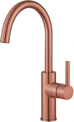 Jeroni Swan Spout Kitchen Mixer Tap Copper - Single Lever Handle ...