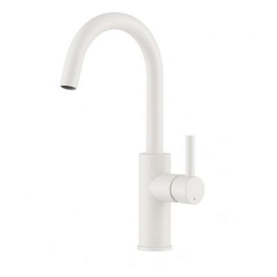 Jeroni Swan Spout Kitchen Mixer Tap White - Single Lever Design ...