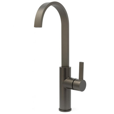 Jeroni Swept Spout Kitchen Mixer Tap - Gunmetal Finish, Single Lever ...