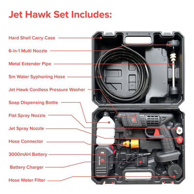 Jet Hawk Cordless Handheld 21V Pressure Washer with 5m Hose