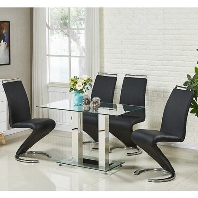 Jet Small Glass Dining Table In Clear And 4 Summer Black Chairs | DIY ...