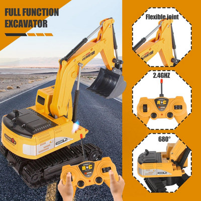 Jiakora Rechargeable Remote Control Excavator with Metal Shovel Led ...