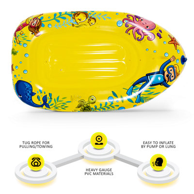 Jilong Inflatable Lilo Float Yellow Children Kids Sea Life Pool Water ...