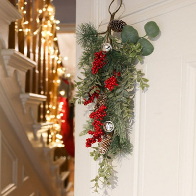 Jingle Bell Red Berry Door 58cm Christmas Decoration Swag | DIY at B&Q