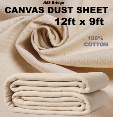 JMS Bridge 12ft x 9ft Cotton Canvas Heavyweight Dust Sheet Drop Cloth ...