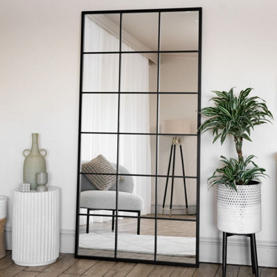 Jobu home - Kyo - Full Length Black Metal Rectangle Lattice Window ...