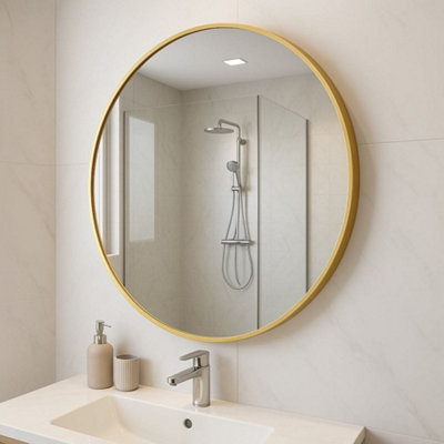 Jobu Home - Rei, Round Gold Metal Circle Mirror - 70cm x 70cm