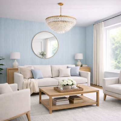 Jobu Large Fluted Wall Panels in Baby Blue with Black Backing 240cm x 60cm