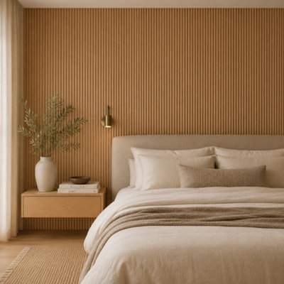 Jobu Small Fluted Wall Panels in Natural Oak 240cm x 60cm (2 Pack)