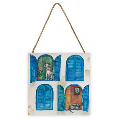 Joe Ramm Cat Nap Wooden Plaque White/Blue (One Size)