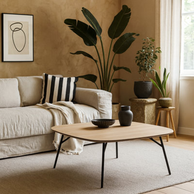 Johannesburg Square Natural Oak Coffee Table, Rounded Edges