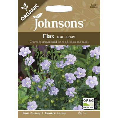 Johnsons Organic Flax Blue Linum Flower Seeds