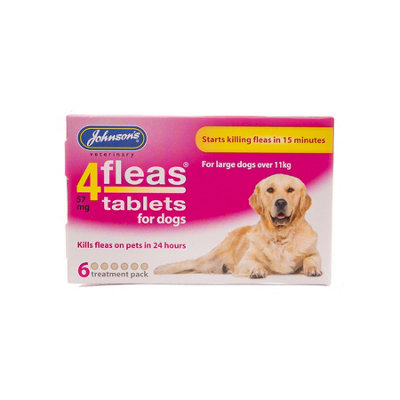 Johnsons Veterinary 4fleas Tablets - Dogs Over 11kg 6 Tablets - Pack of 6