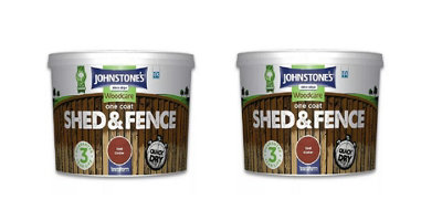 Johnstone's Shed & Fence Wood Care Paint Red Cedar 9L Pack of 2