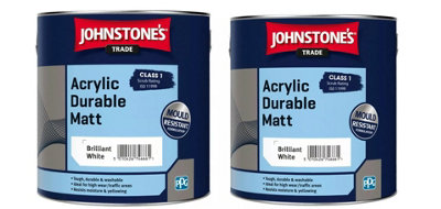 Johnstone's Trade Acrylic Durable Matt Emulsion Paint Brilliant White 2 ...