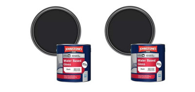 Johnstone's Trade Aqua Water Based Gloss Paint Black 1L Pack of 2