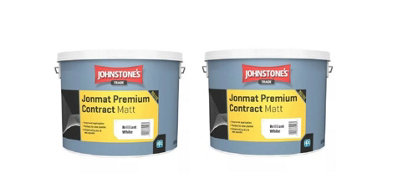 Johnstone's Trade Jonmat Premium Contract Matt Paint White 10L Pack of 2