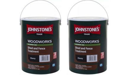 Johnstone's Trade Woodworks Shed & Fence Treatment Ebony 5L Pack of 2