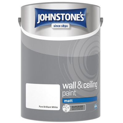 Johnstone's Wall & Ceiling Pure Brilliant White Matt Paint - 5L | DIY ...