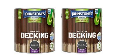 Johnstone' s Wood care Stain For Decking Black Oak 2.5L Pack of 2
