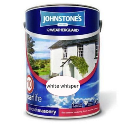 Johnstones White Whisper Masonry Smooth Weatherguard Exterior Paint 5L