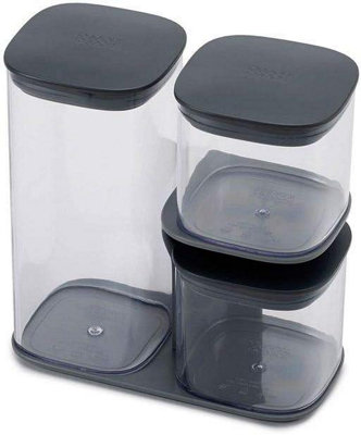 Joseph Joseph 3pc Storage Jar Set Stand Podium Dry Food Containers ...