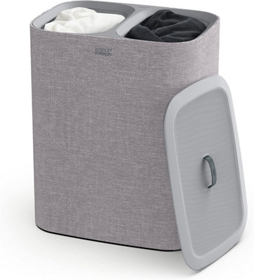 Joseph Joseph Tota 90L Dual Compartment Laundry Separation Basket in Grey