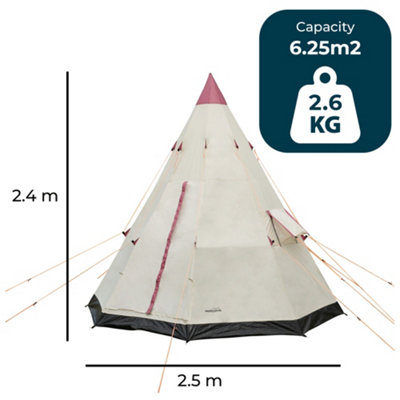 JSH 2 or 3 Man Teepee Camping Tent Spacious Wigwam Tipi Tent Mesh ...