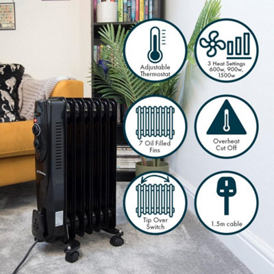 JSH Oil Filled Radiator 7 Fin, Oil Heater Portable Electric Free ...