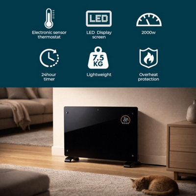 JSH Smart Glass Panel Heater 2000W Wall Mounted & Freestanding ...